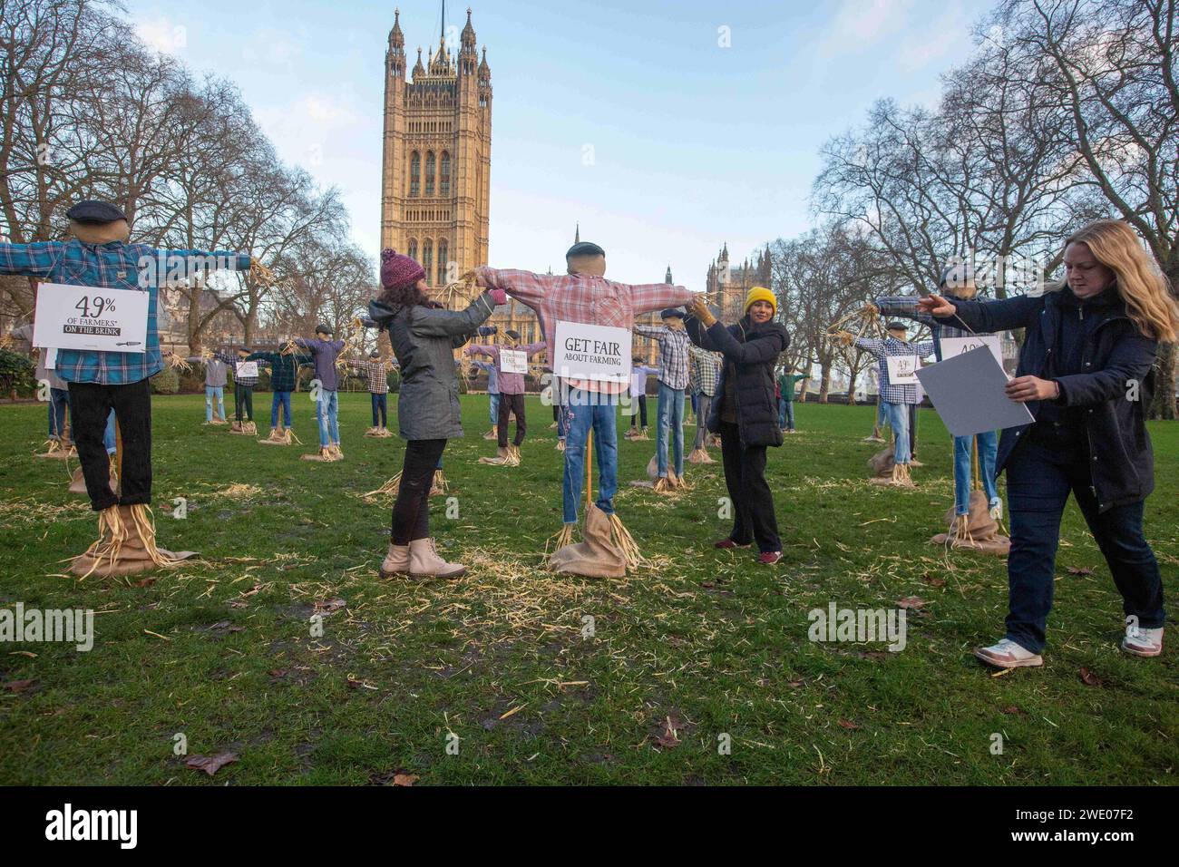 London, England, UK. 22nd Jan, 2024. Scarecrows standing outside ...