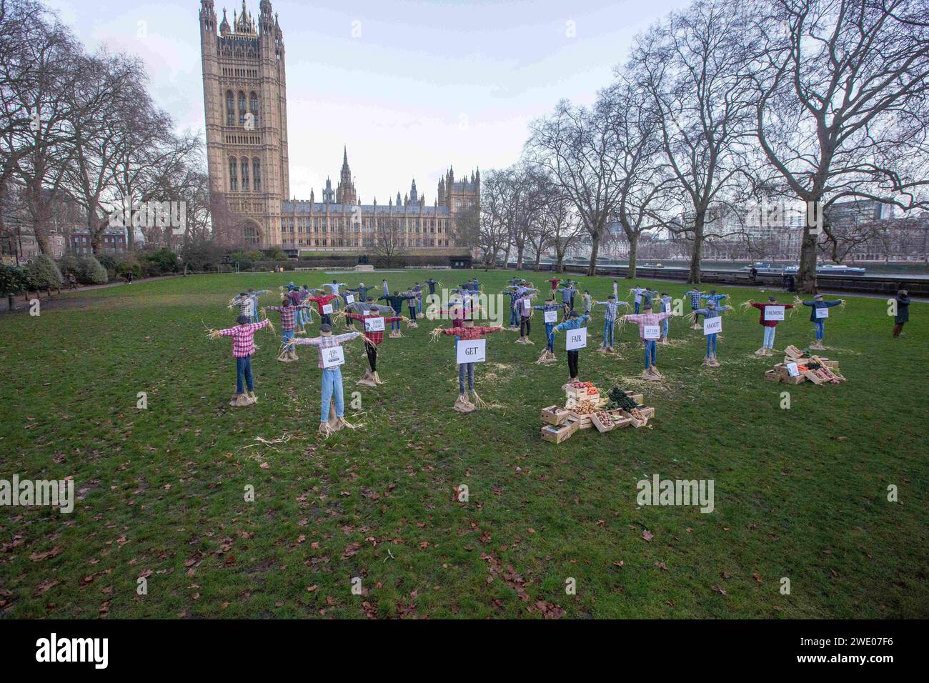 London, England, UK. 22nd Jan, 2024. Scarecrows standing outside ...