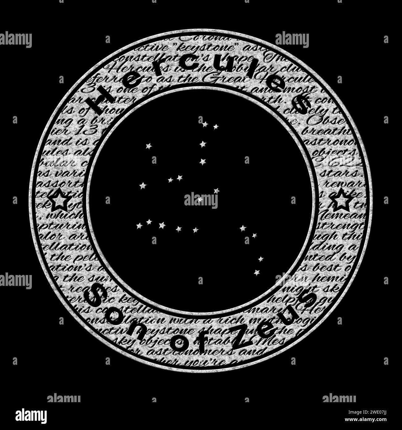 Hercules Star Constellation, On Black Background, Celestial Strongman ...