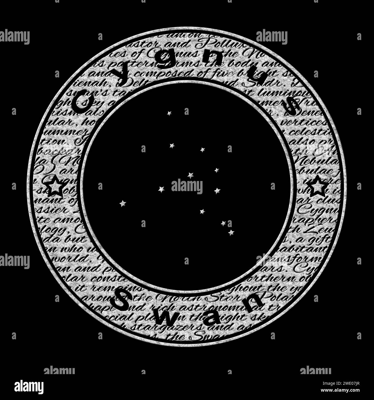 Cygnus Star Constellation, On Black Background, Swan Constellation ...