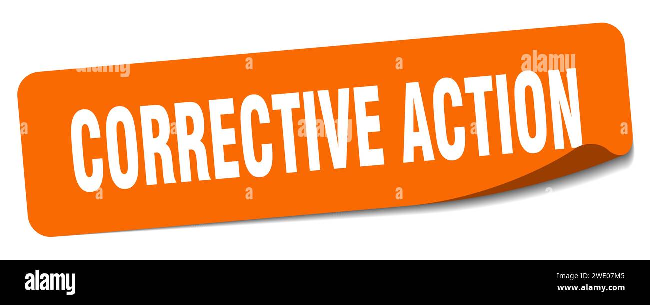 corrective action sticker. corrective action rectangular label isolated ...