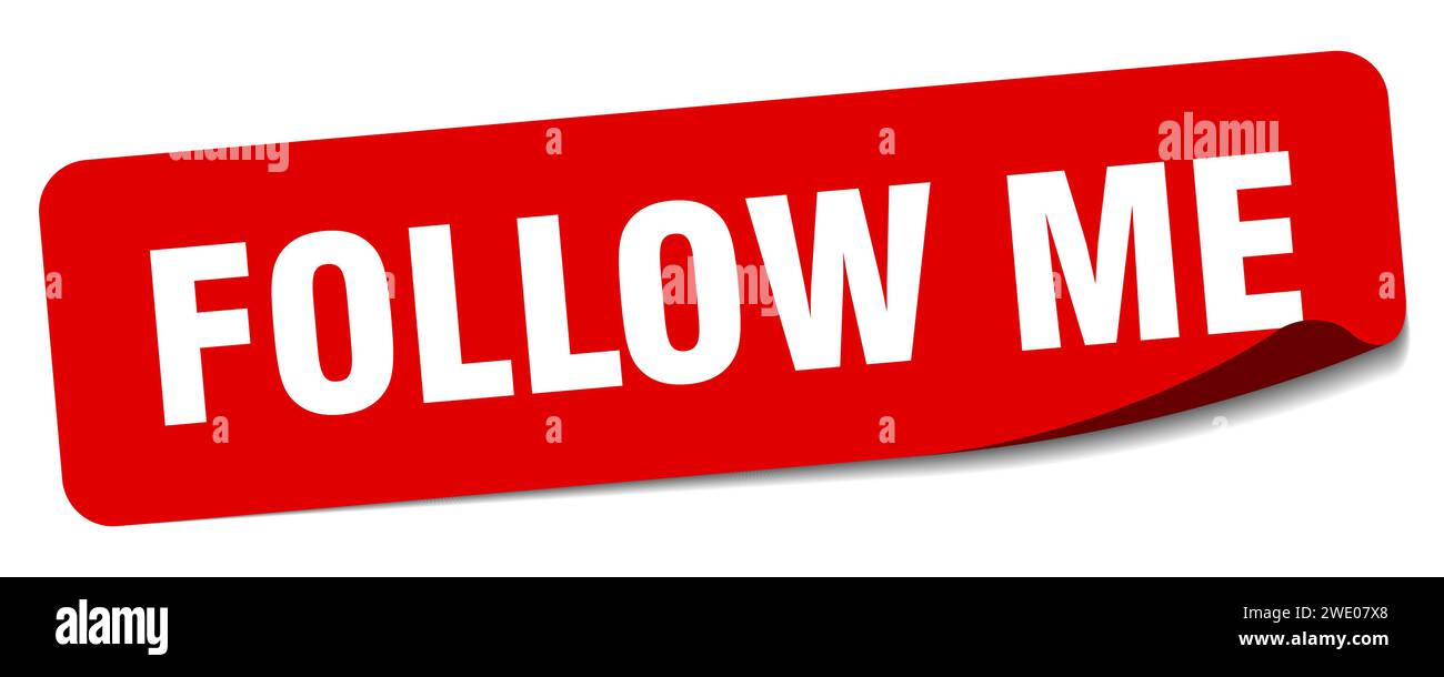 follow me sticker. follow me rectangular label isolated on white ...