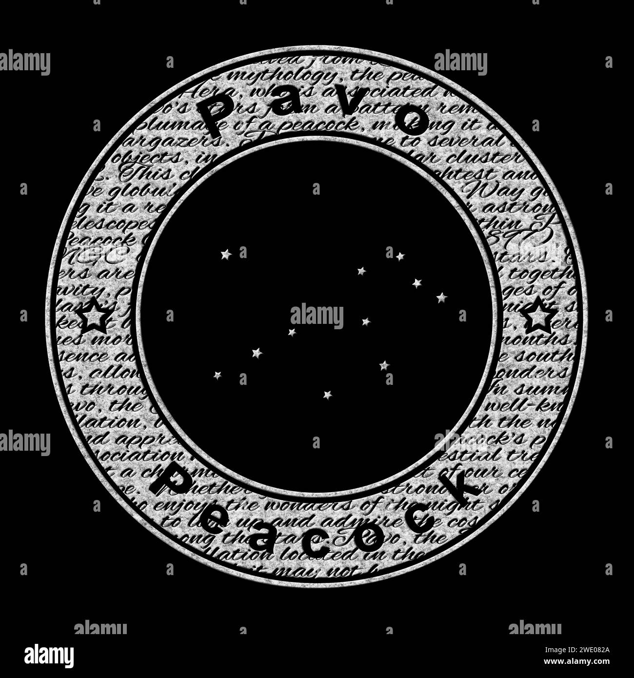 Pavo Star Constellation, On Black Background, Peacock Constellation ...