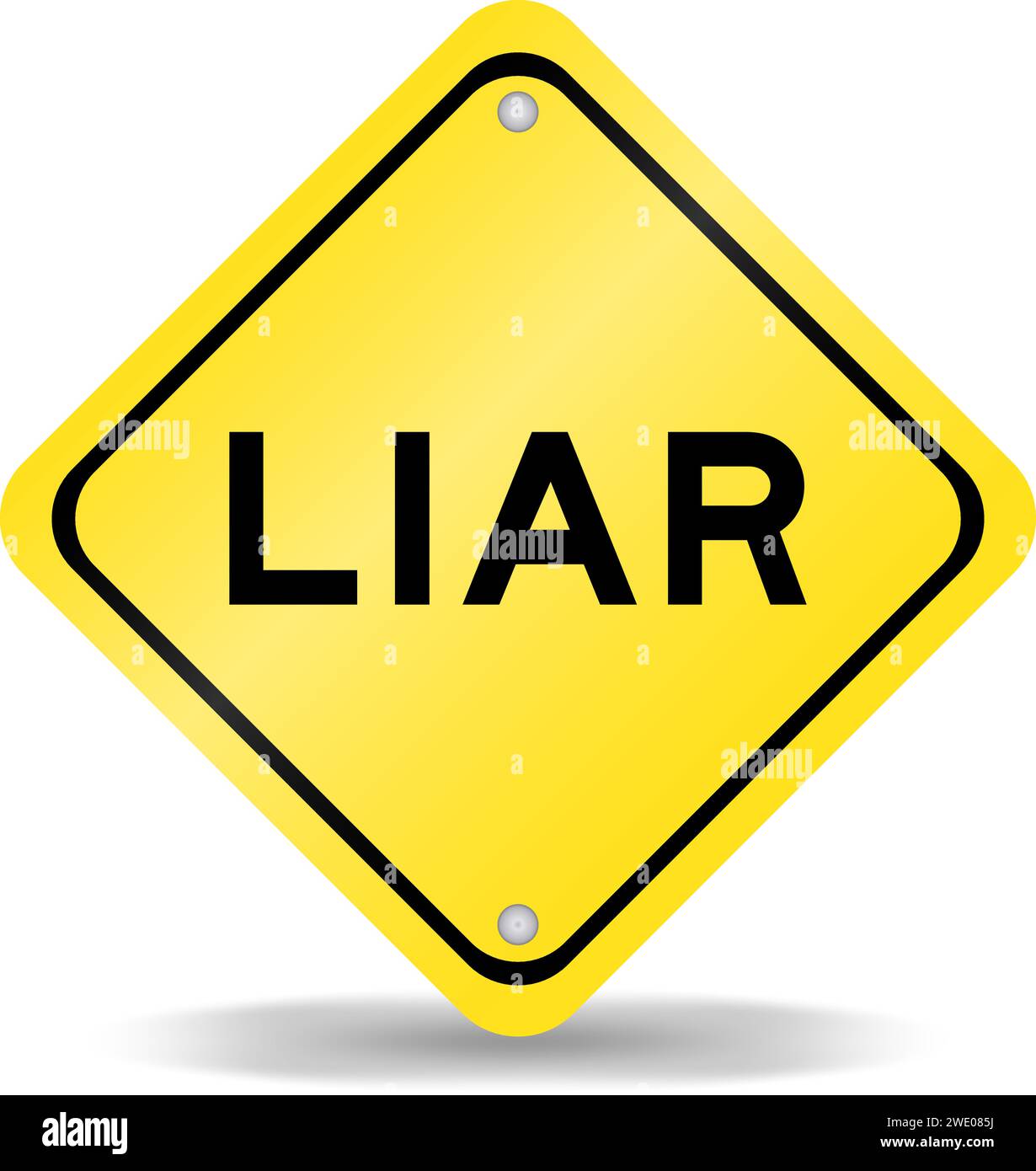 Yellow color transportation sign with word liar on white background ...