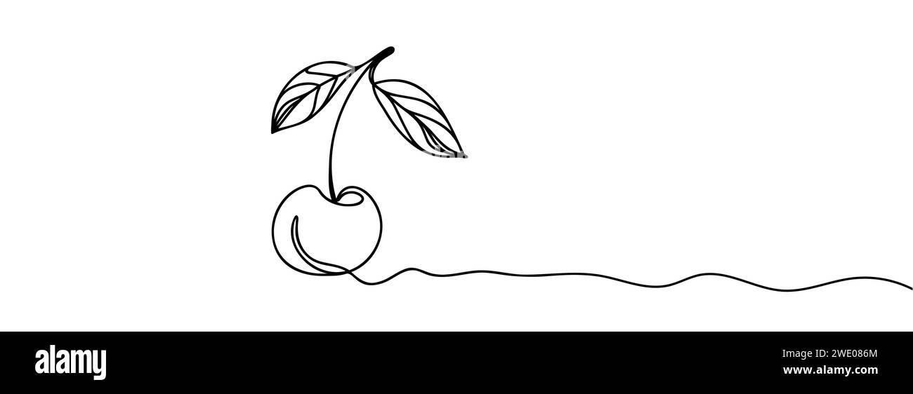 One continuous line drawing of a cherry blossom Stock Vector Image ...
