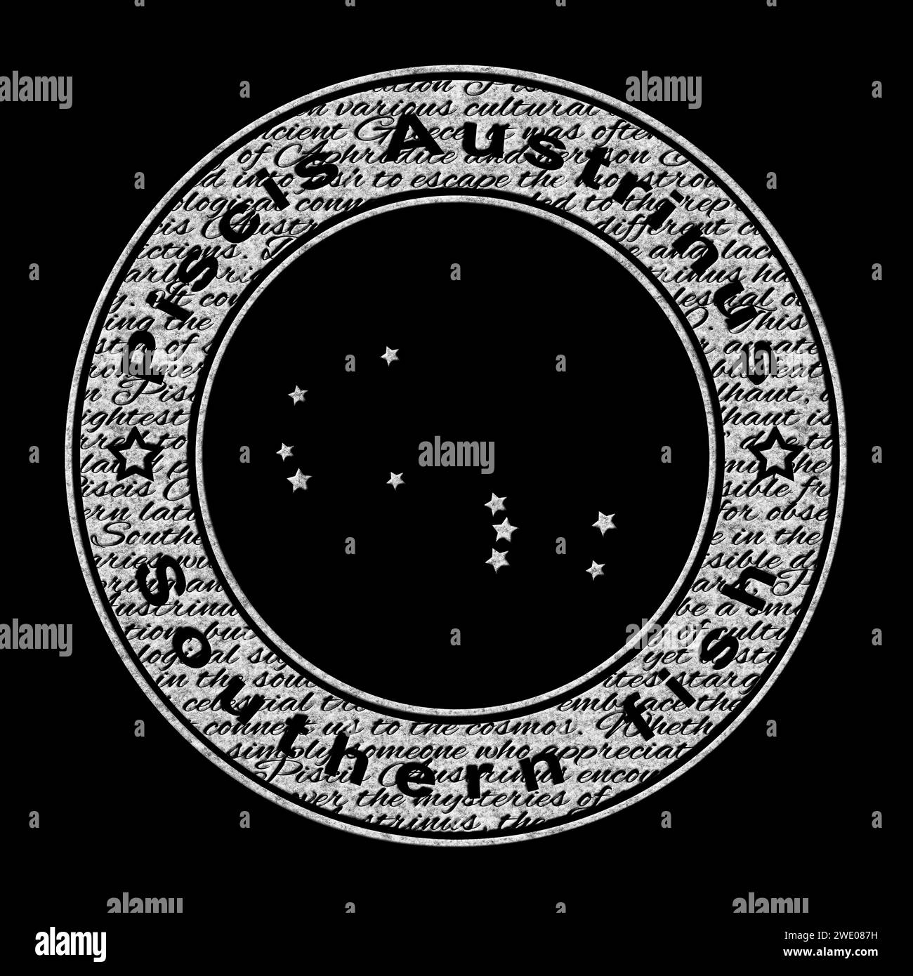 Piscis Austrinus Star Constellation, On Black Background, Southern Fish ...