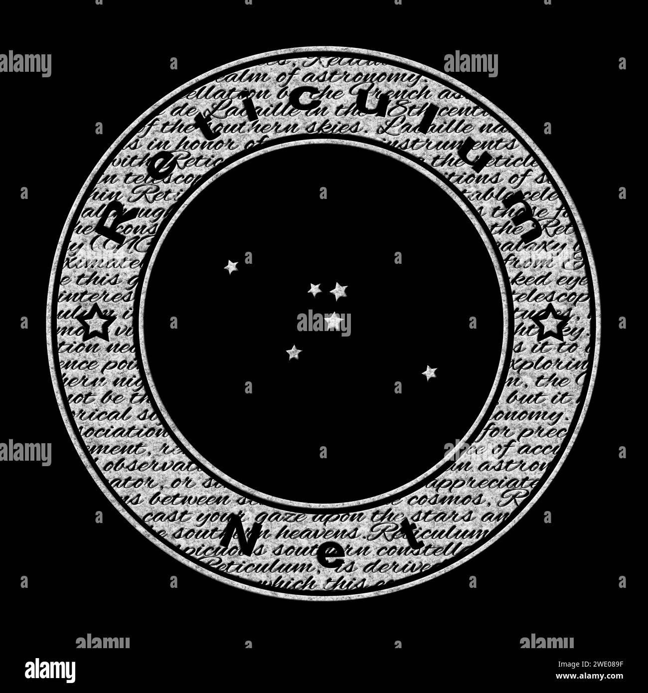 Reticulum Star Constellation, On Black Background, Reticle ...
