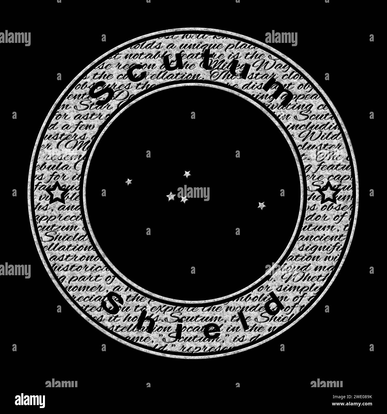 Scutum Star Constellation, On Black Background, Shield of Sobieski ...