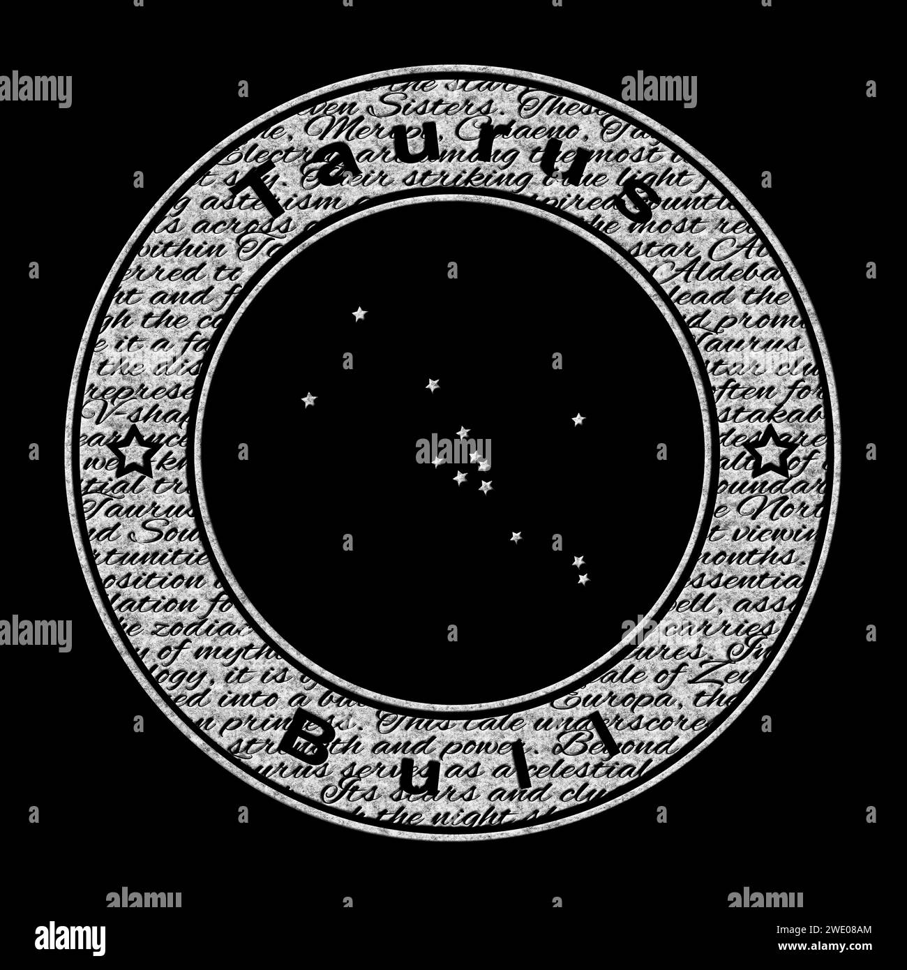 Taurus Star Constellation, On Black Background, Bull Constellation ...