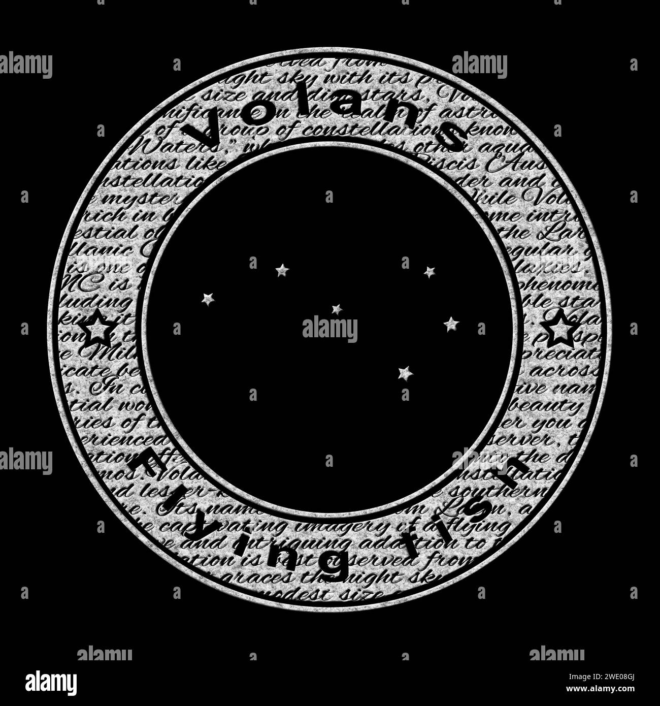 Volans Star Constellation, On Black Background, Flying Fish Stock Photo ...