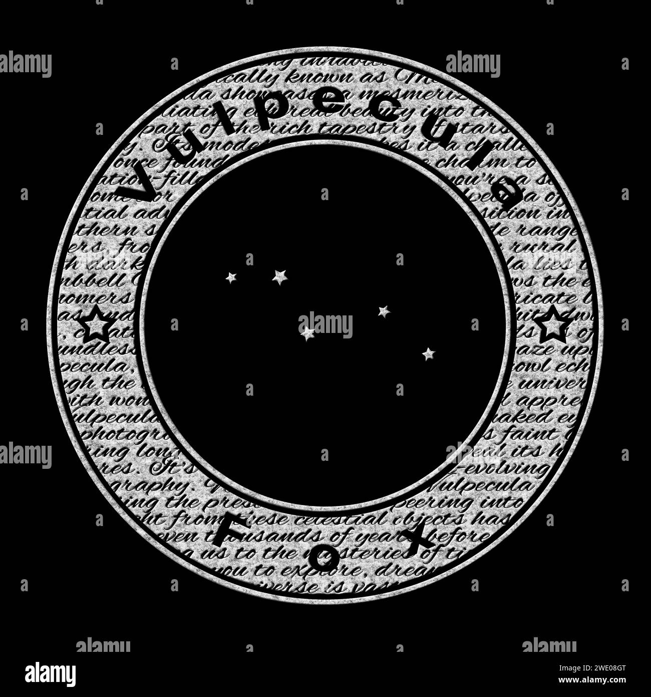 Vulpecula Star Constellation, On Black Background, Fox Constellation ...