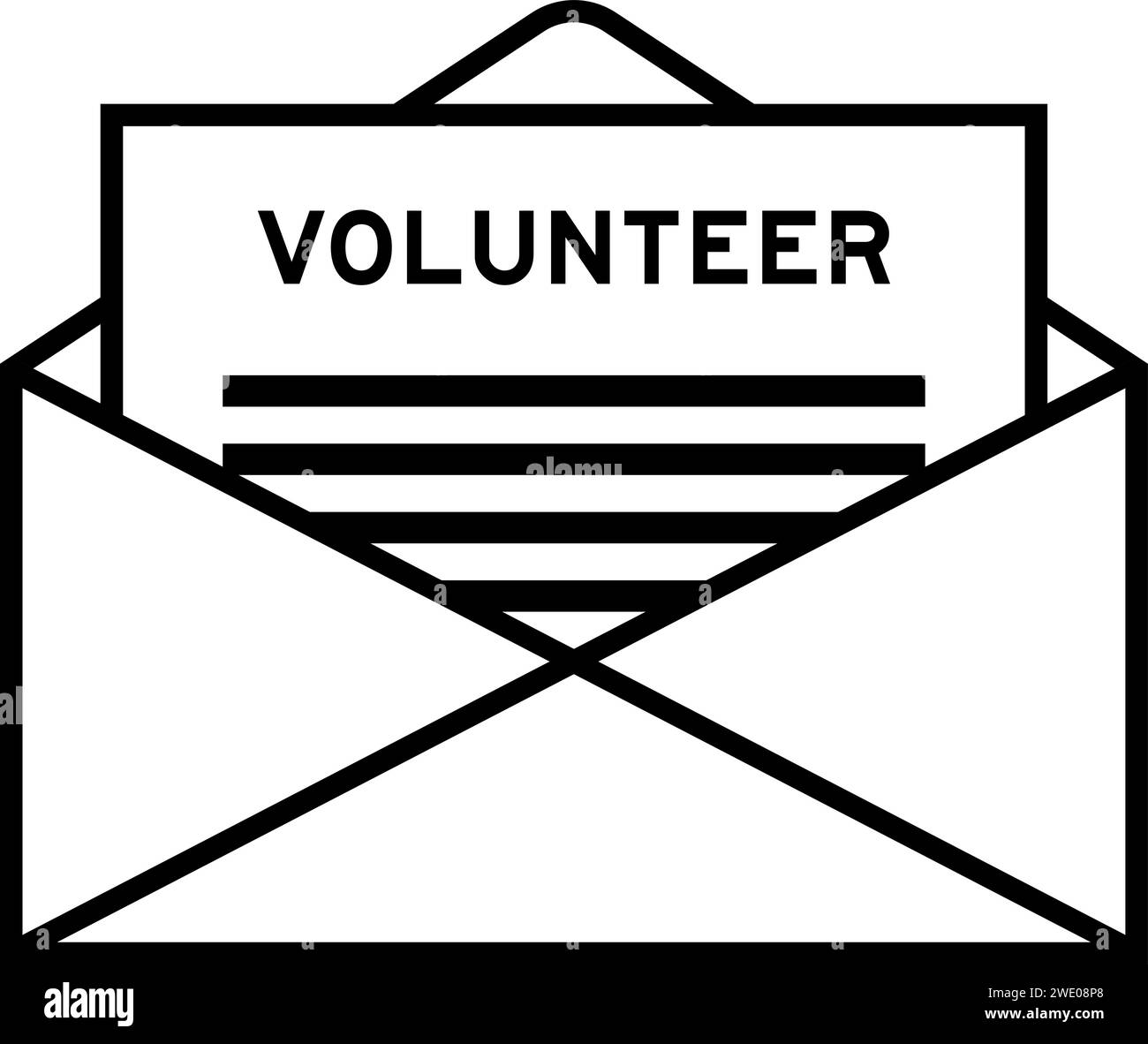 Envelope and letter sign with word volunteer as the headline Stock ...
