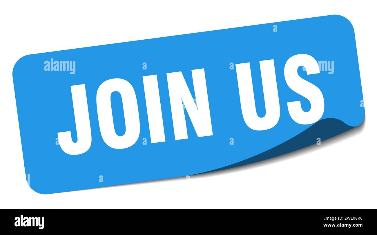 join us sticker. join us rectangular label isolated on white background ...