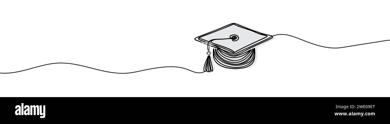 continuous line drawing of university graduation black hat Stock Vector ...