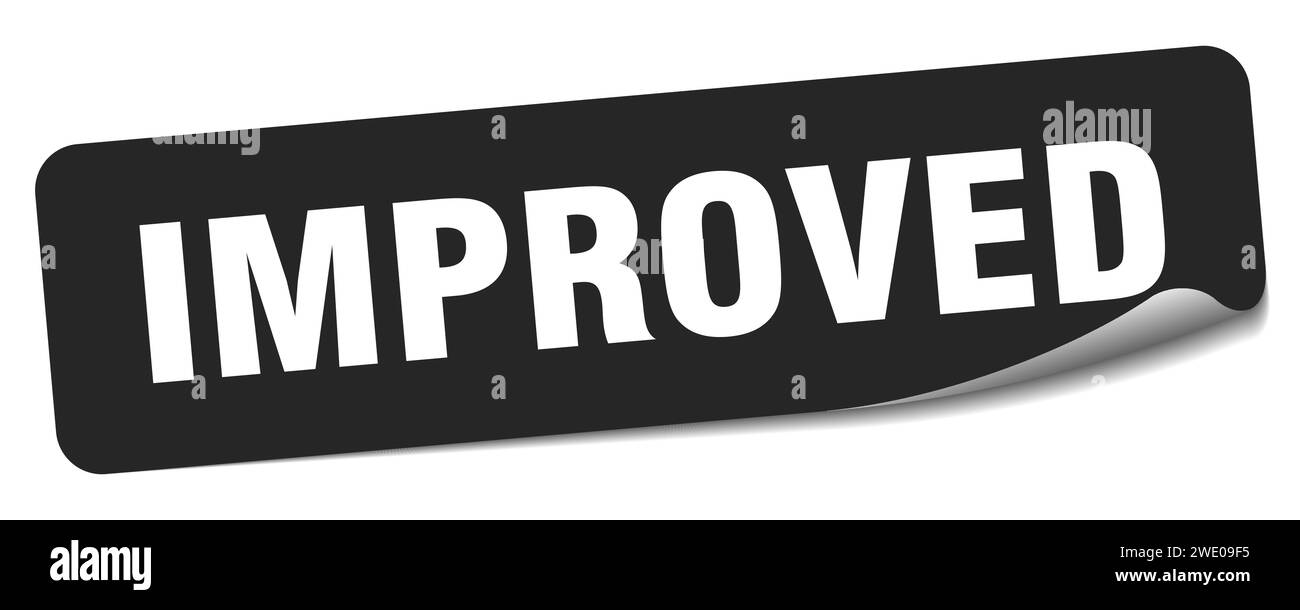 improved sticker. improved rectangular label isolated on white ...
