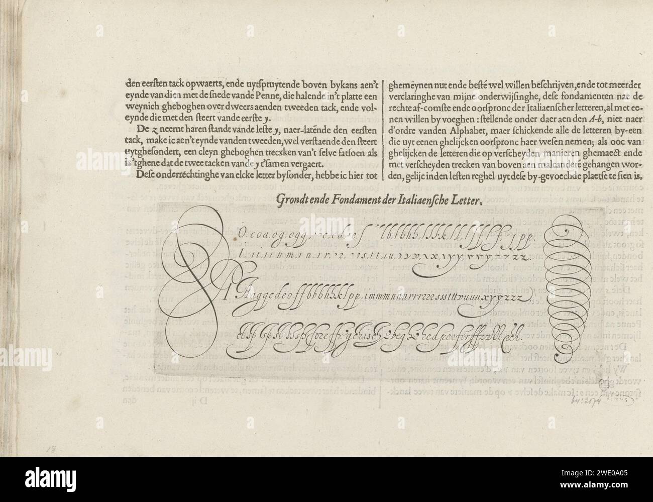 Description of writing the Italian letter (third continuation) and a ...