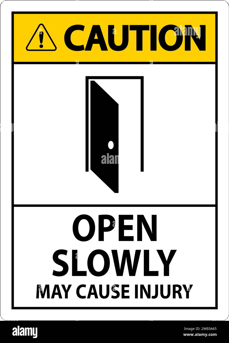 Caution Sign, Open Slowly, May Cause Injury Stock Vector Image & Art ...