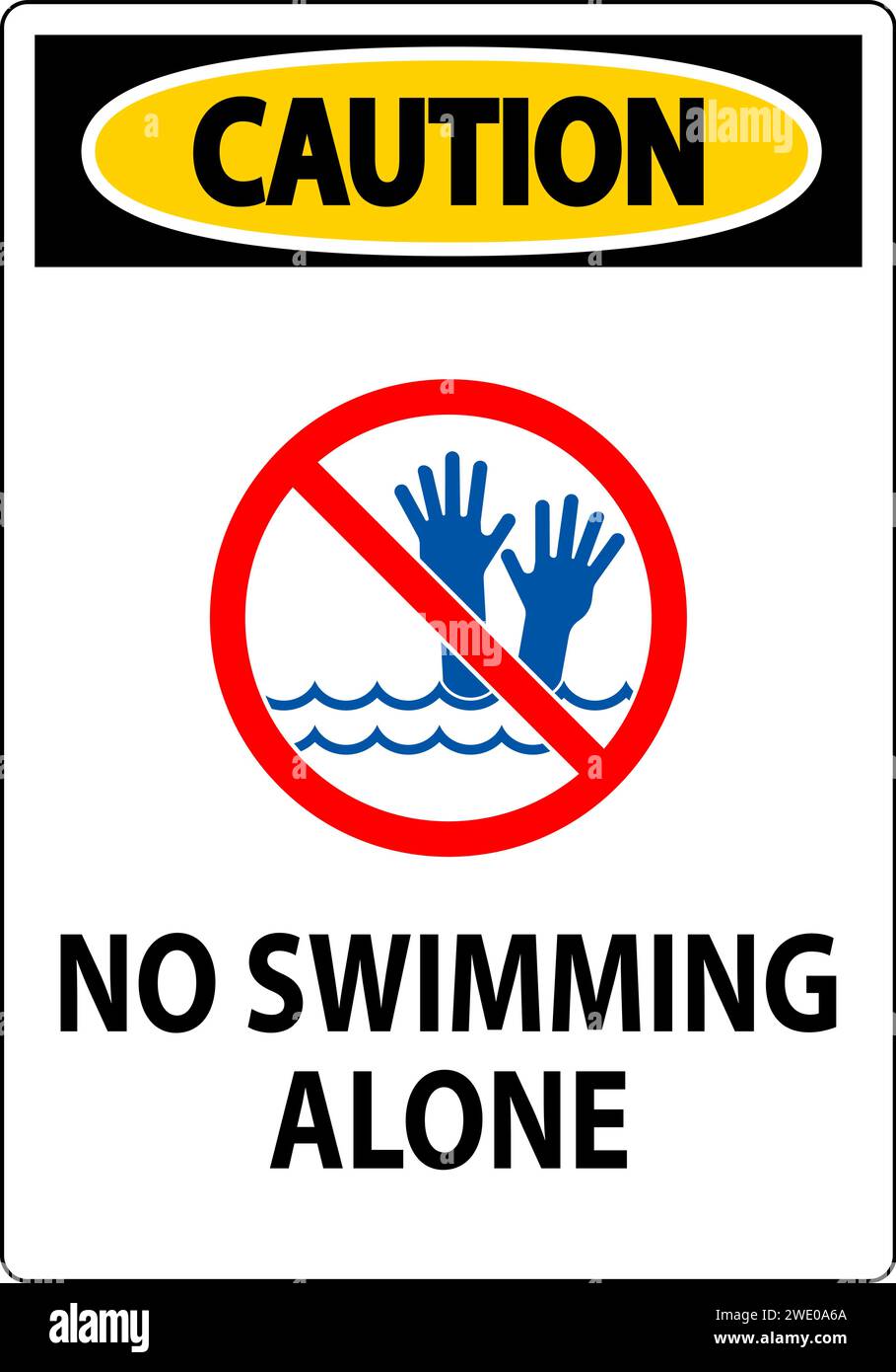 Pool Safety Sign Caution, No Swimming Alone Stock Vector Image & Art ...