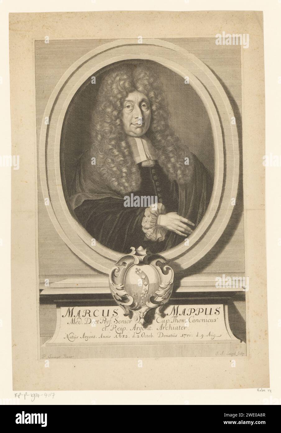 Portrait of Markus Mappus, Johann Adam Seupel, After P. Sauoyet, 1672 ...