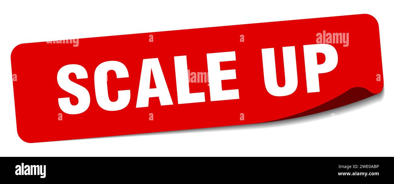 scale up sticker. scale up rectangular label isolated on white ...