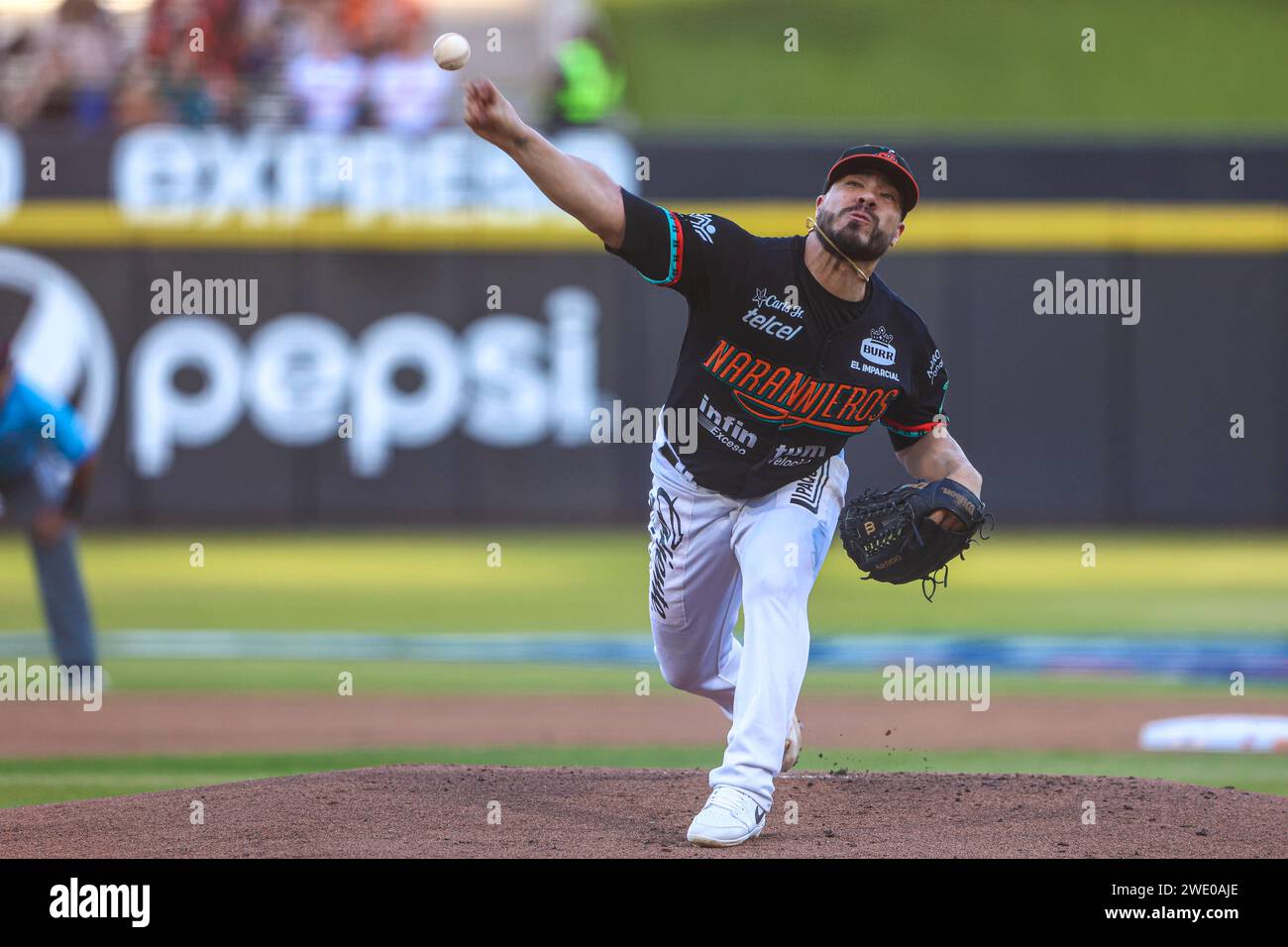 HERMOSILLO, MEXICO - JANUARY 21: Naranjeros starting pitcher Manny ...