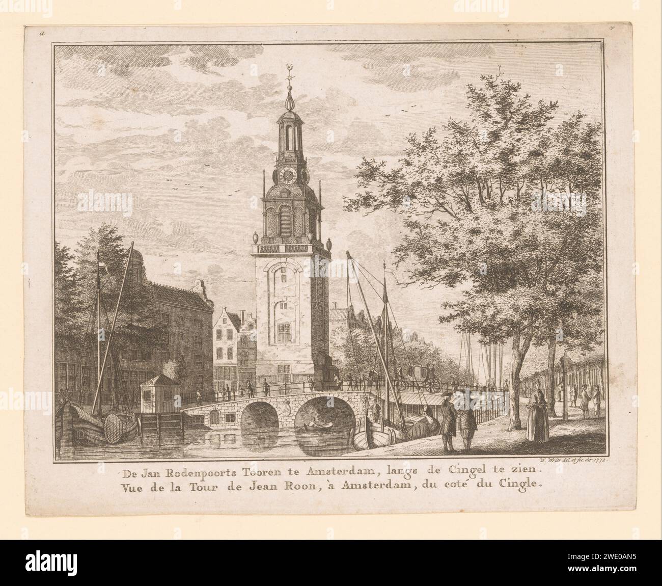 View of the Jan Roodenpoort tower in Amsterdam, Willem Writs, 1804 ...