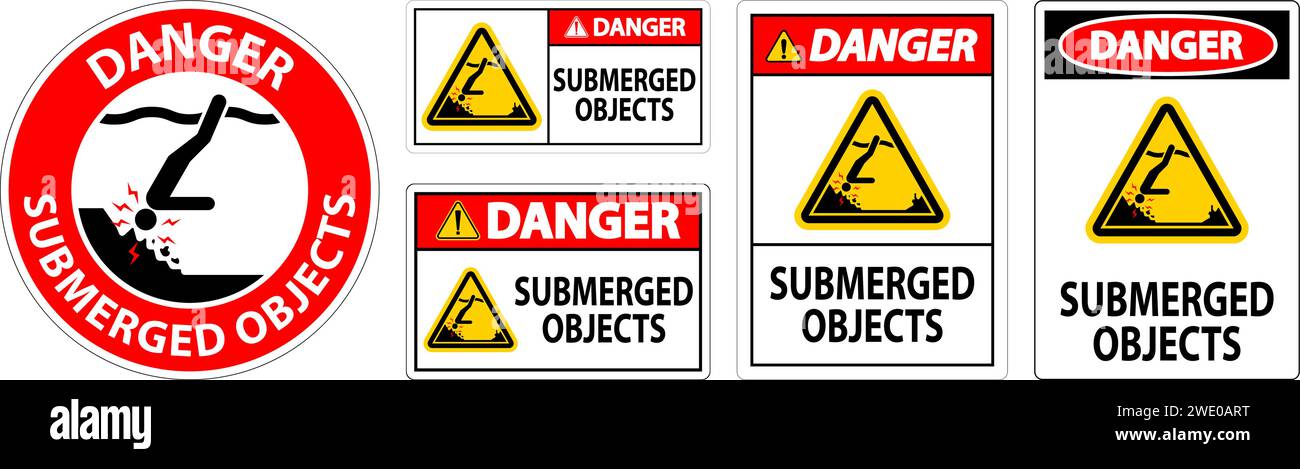 Water Safety Sign Danger - Submerged Objects Stock Vector Image & Art ...