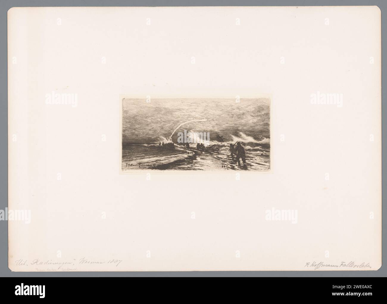Rescue workers on the beach at a ship's accident, Franz Hoffmann ...