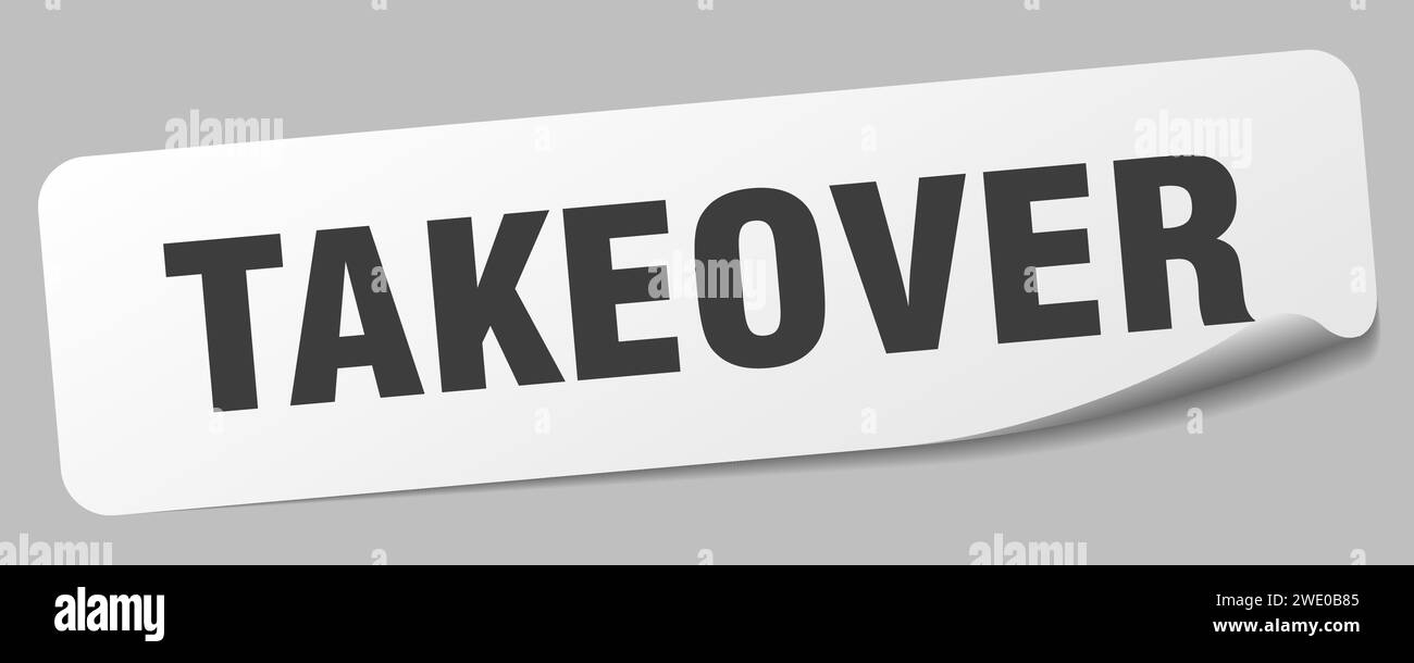takeover sticker. takeover rectangular label isolated on white ...