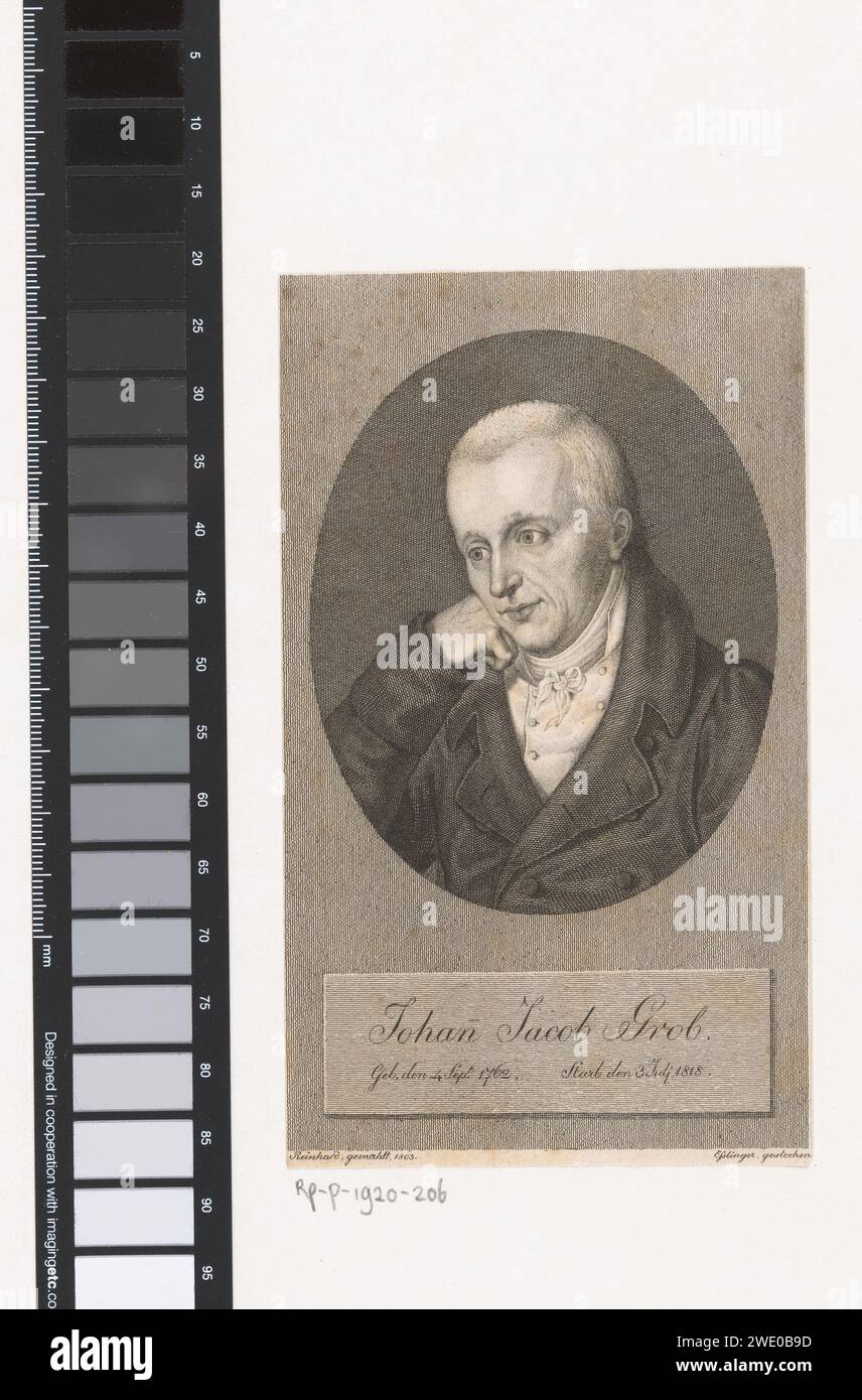 Portrait van Johann Jacob Grob, Martin Esslinger, After Reinhard, 1803 ...