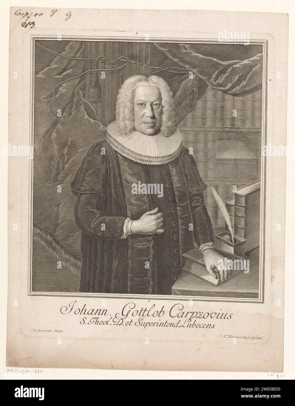 Portrait of Johann Gottlob Carpzov, Johann Martin Bernigeroth, after ...