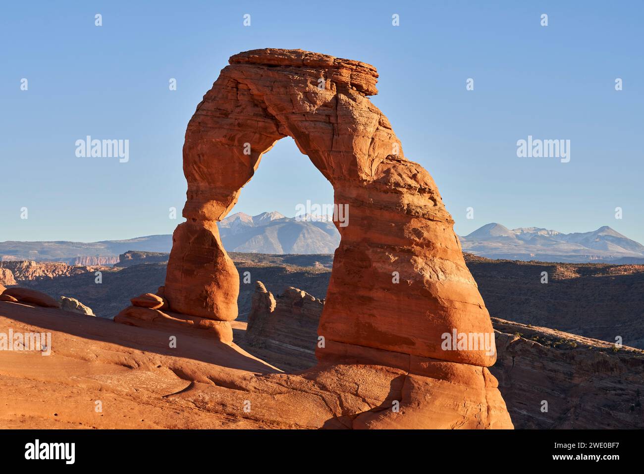 The delicate arch in Arches national park is 52 feet tall, and is a ...