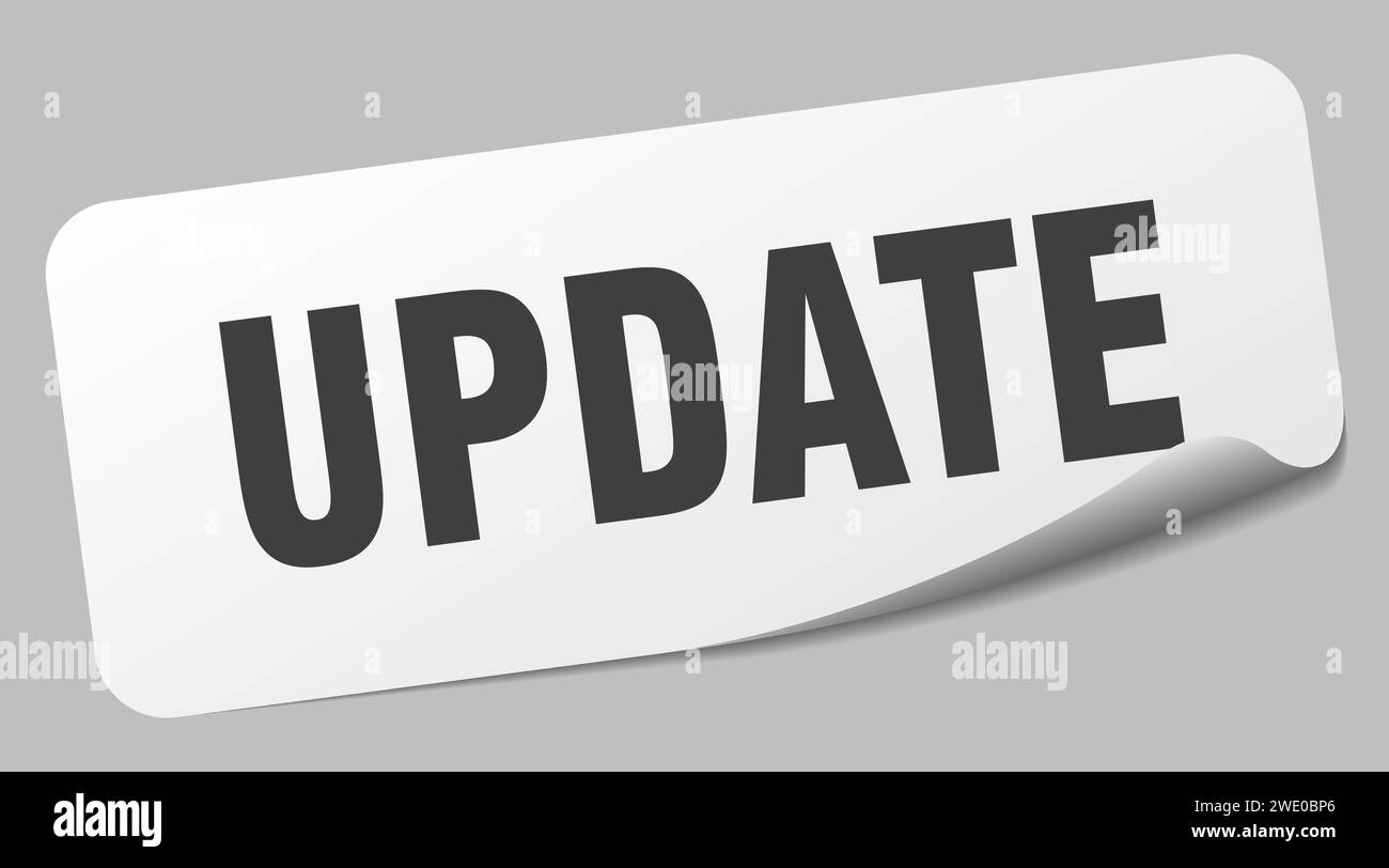 update sticker. update rectangular label isolated on white background ...