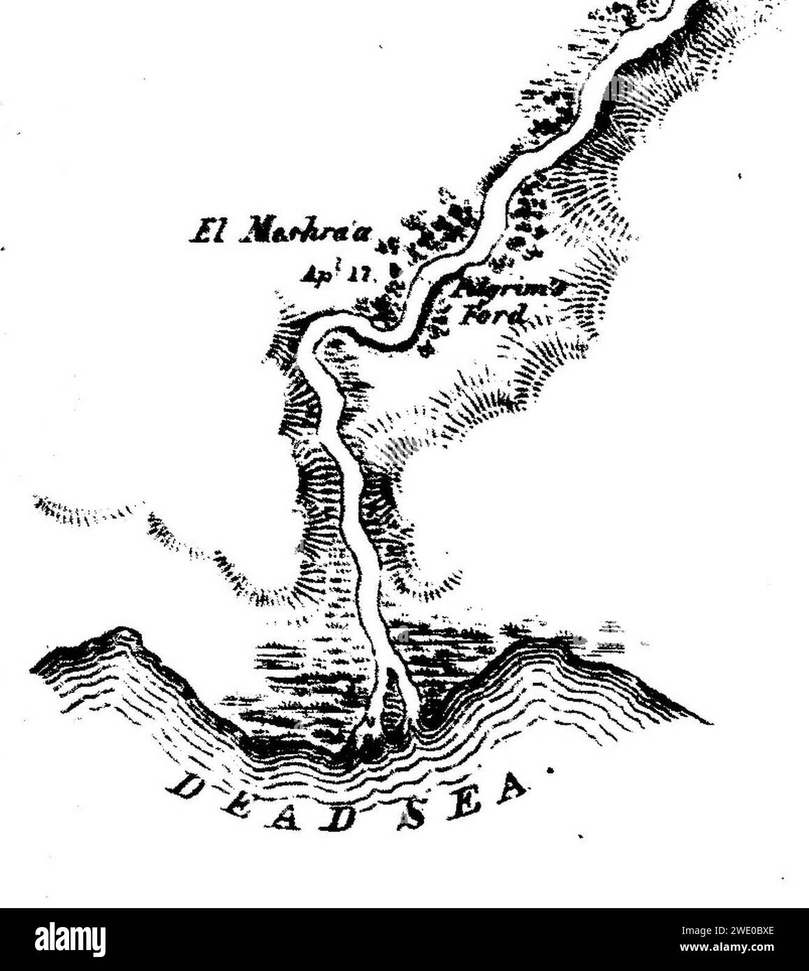 Al Maghtas in the 1849 Lynch Map of the Jordan River (cropped Stock ...