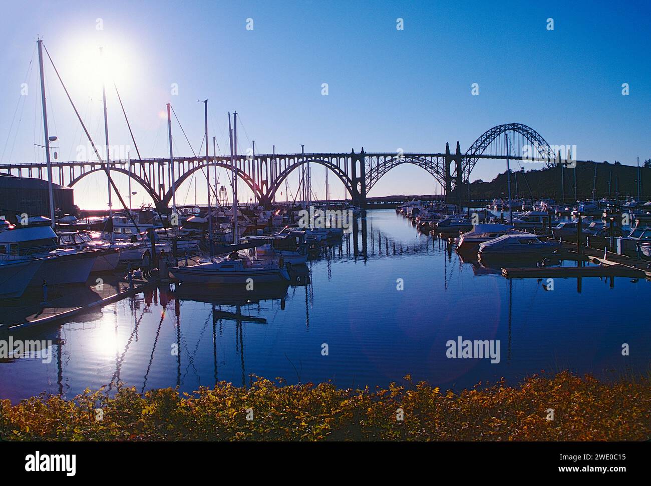 Yaquina Bay Bridge; arch bridge; spans Yaquina Bay south of Newport ...