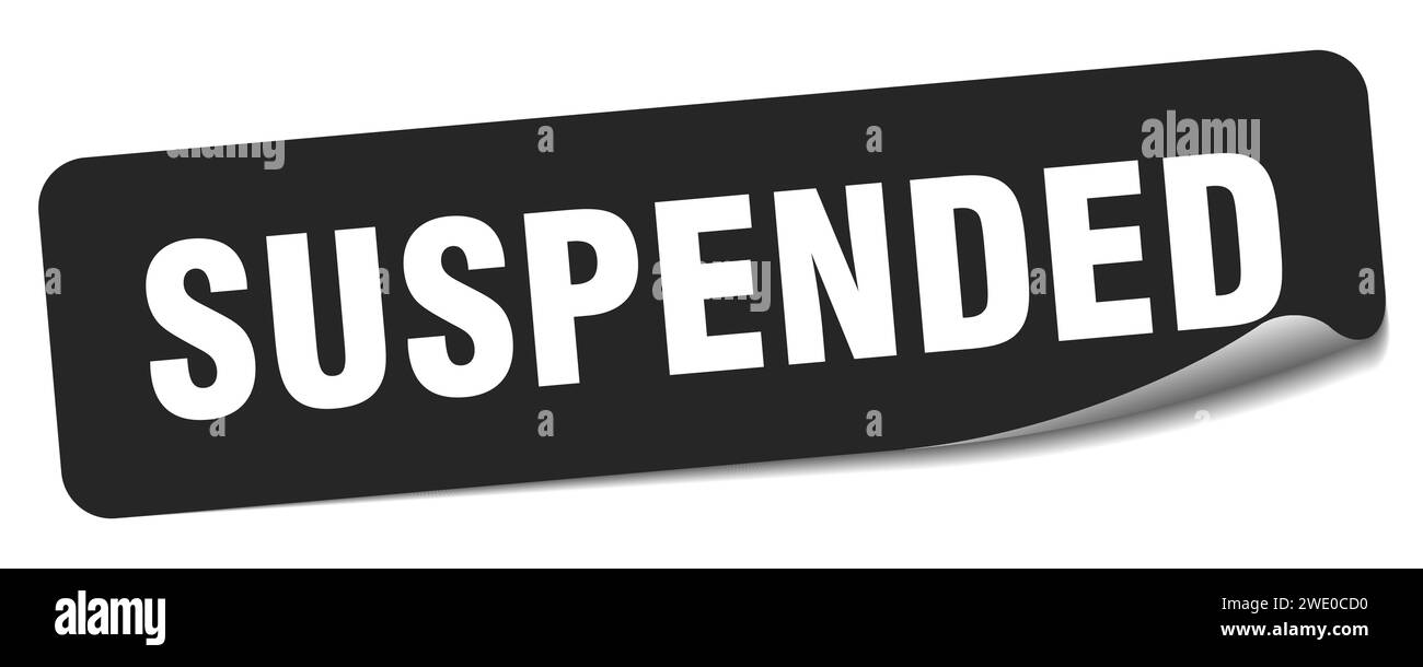 suspended sticker. suspended rectangular label isolated on white ...