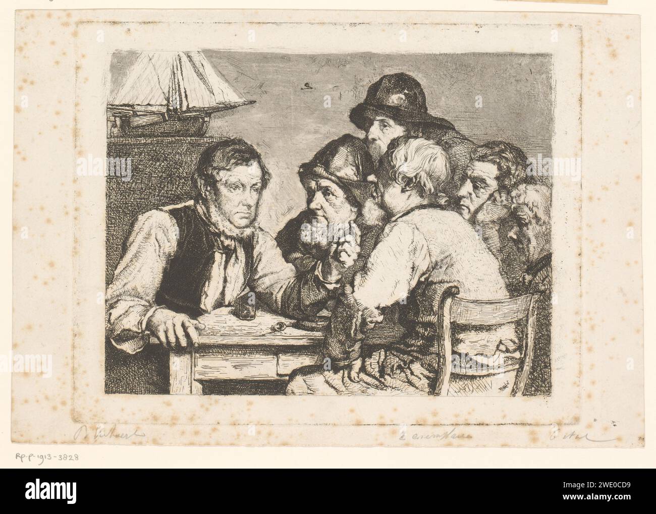 Sailors sat at the table listening to one of them, Piet Verhaert, c ...