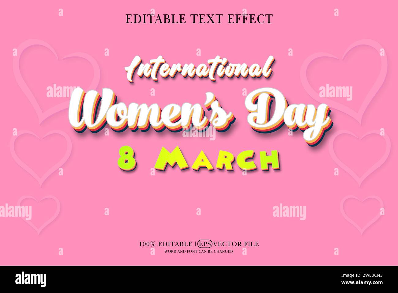 Happy Women's Day Editable 3D Style EPS Vector Text Effect Stock Vector ...