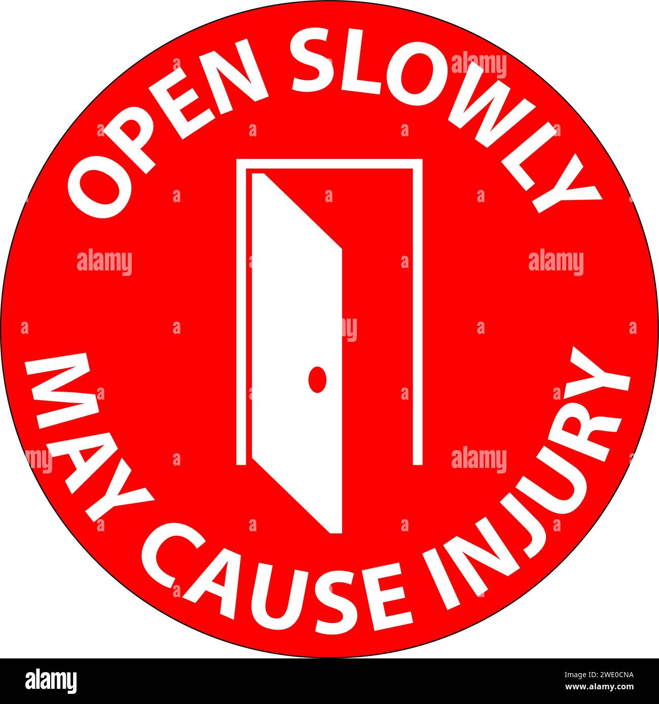 Danger Sign, Open Slowly, May Cause Injury Stock Vector Image & Art - Alamy