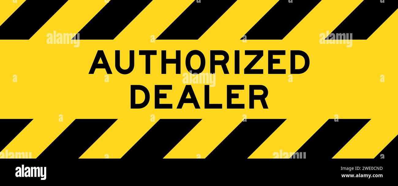 Yellow and black color with line striped label banner with word ...