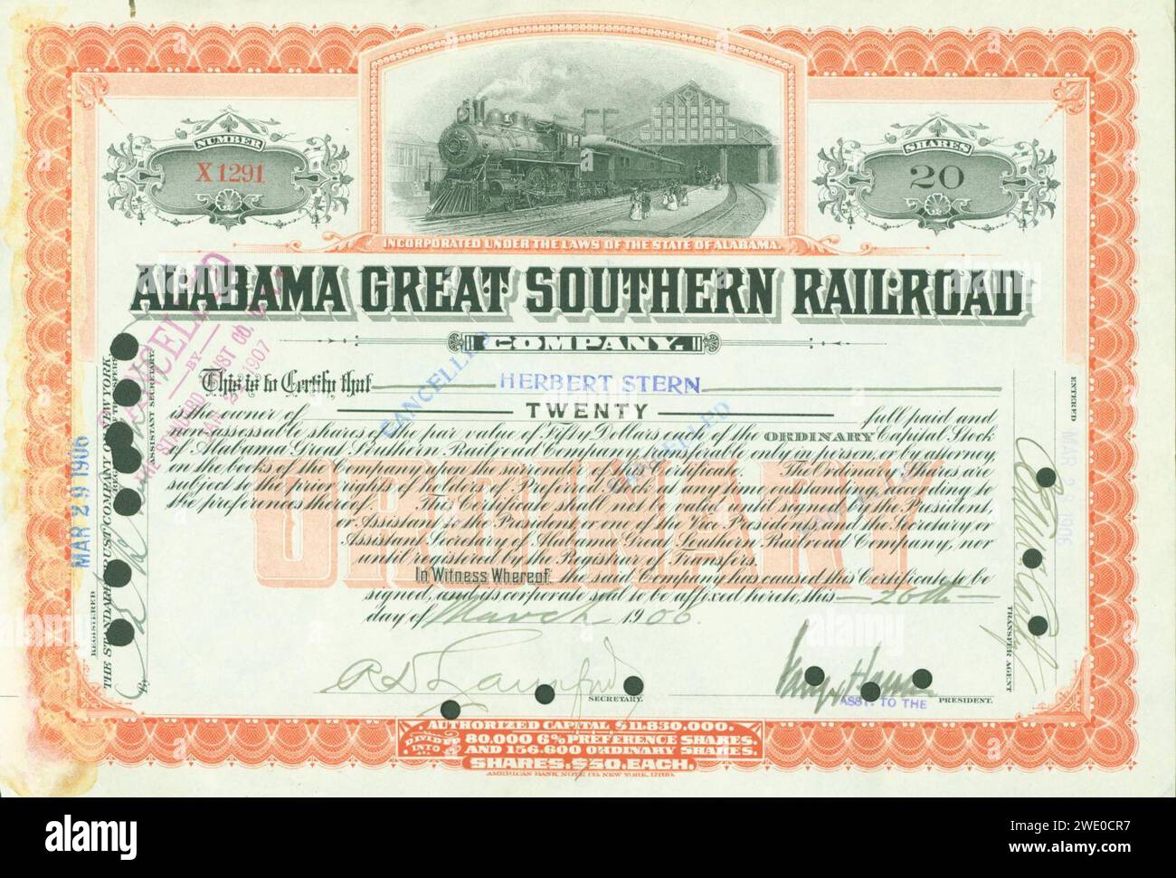 Alabama Great Southern Railroad 1906 Stock Photo - Alamy