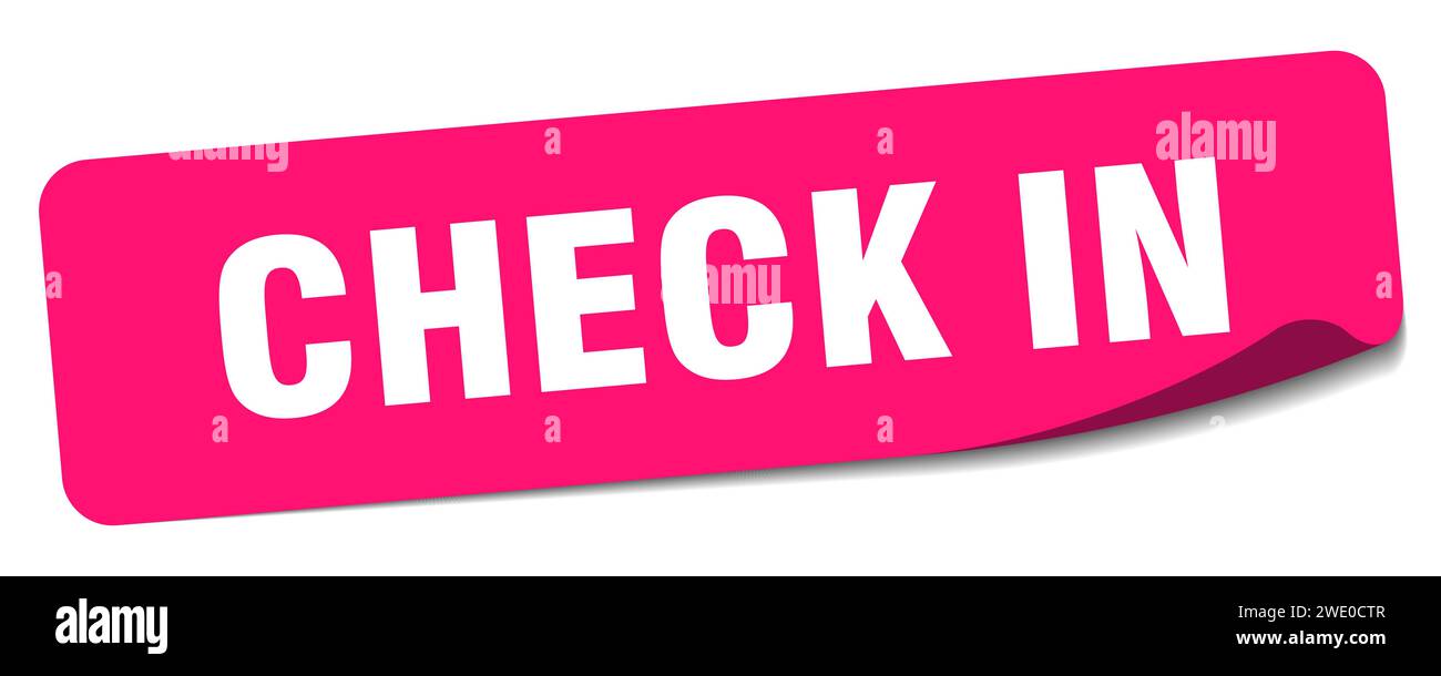 check in sticker. check in rectangular label isolated on white ...