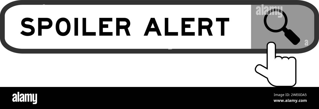 Search banner in word spoiler alert with hand over magnifier icon on ...