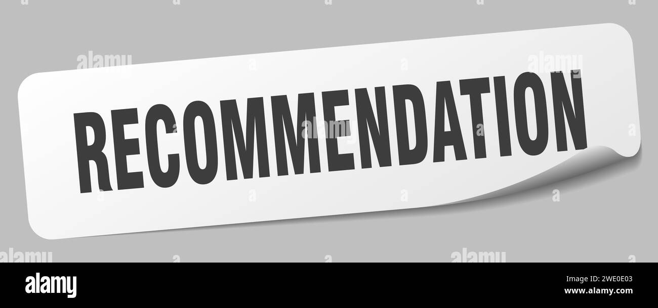 recommendation sticker. recommendation rectangular label isolated on ...