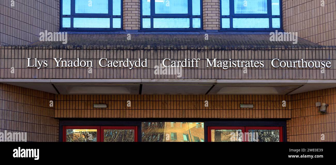 Cardiff Magistrates Court main frontage, Cardiff. Taken January 2024 ...