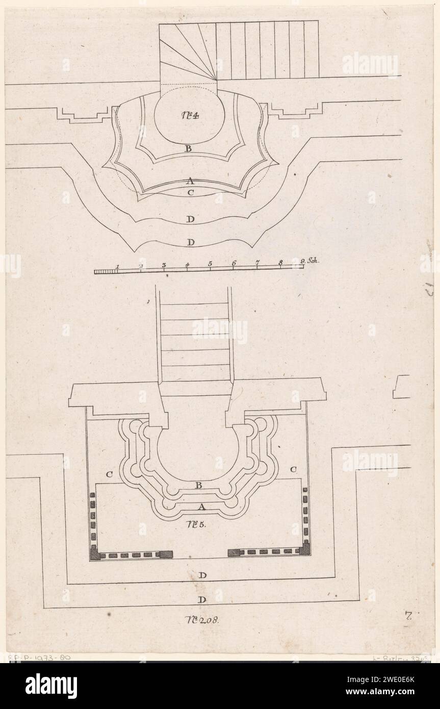 Plans of two pulpit stars, Anonymous, After Georg Peter Schillinger ...