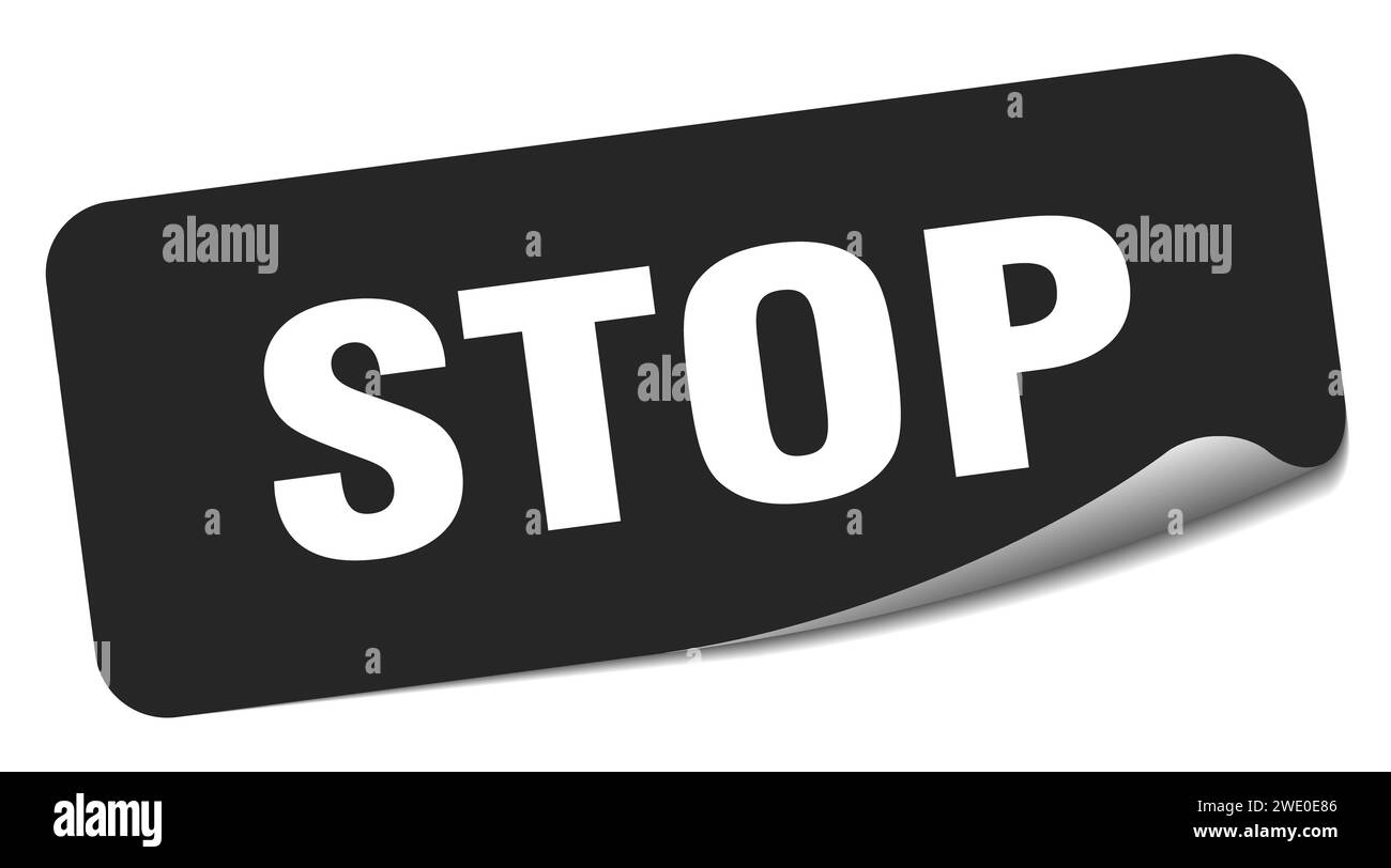 stop sticker. stop rectangular label isolated on white background Stock ...