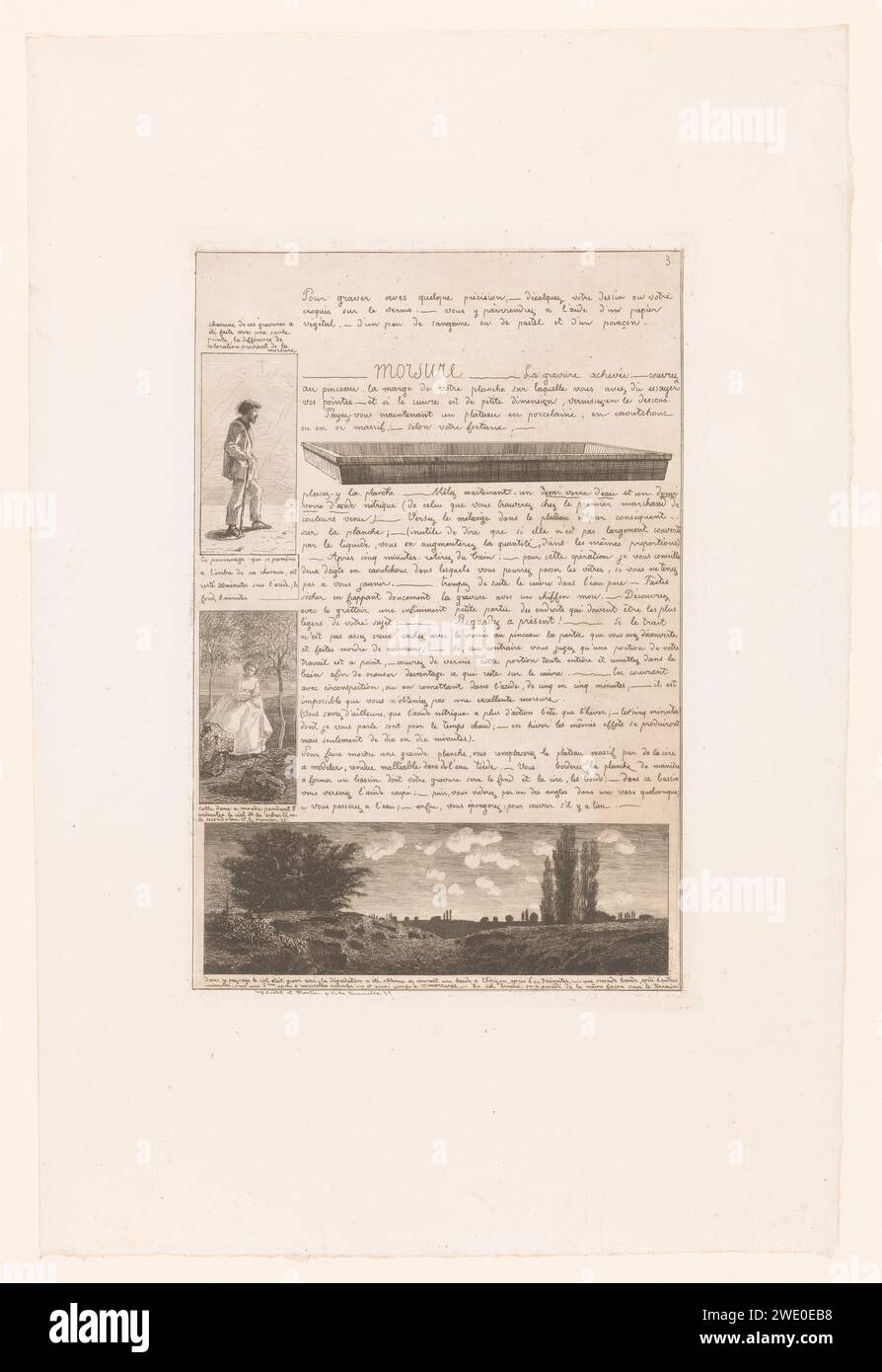 Letter about etching techniques with illustration of an Etsbad, Adolphe ...