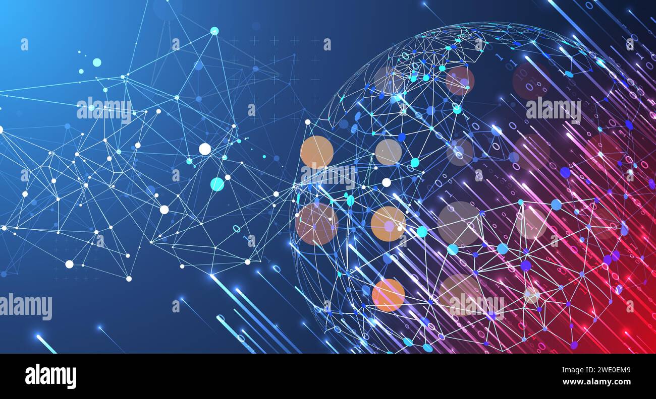 Futuristic technology background. Plexus structure business presentation, big data network ...