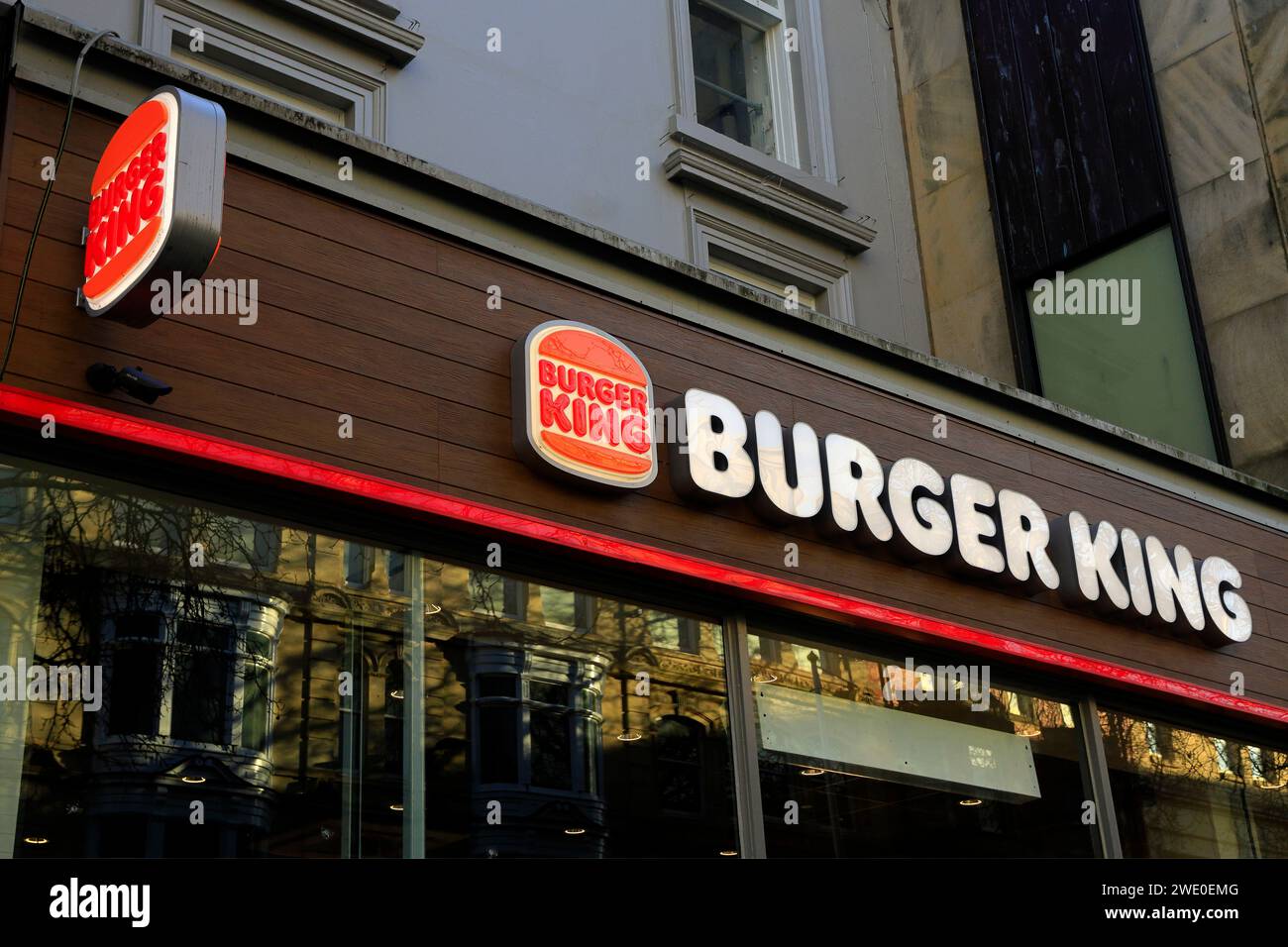 Burger King sign and logo from café front, Cardiff. Taken January 2024 ...